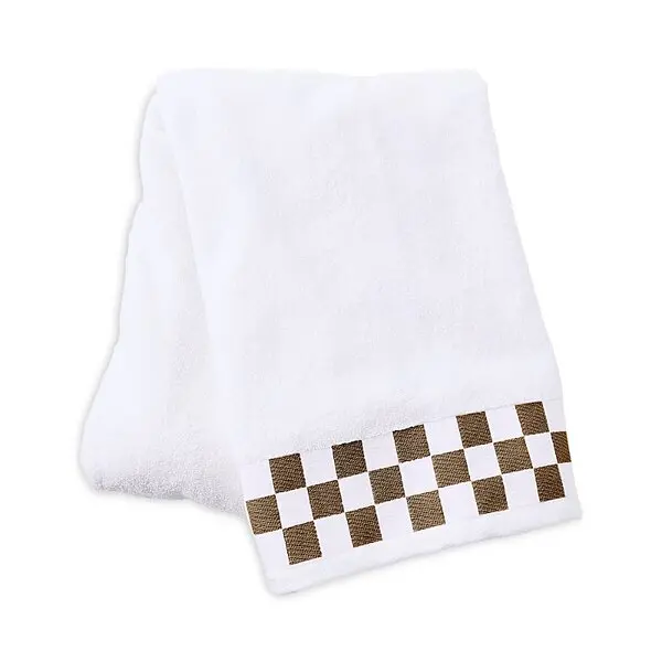 MACKENZIE-CHILDS Bath Towel With Check Border - Mocha Check