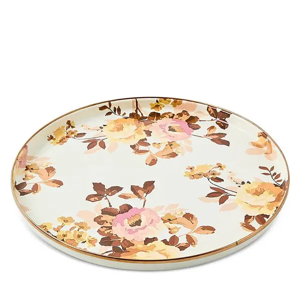 MACKENZIE-CHILDS Wild Rose White Round Tray - No Color
