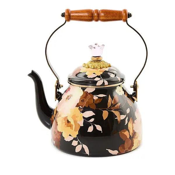 MACKENZIE-CHILDS Wild Rose Brown 2 Quart Tea Kettle - No Color