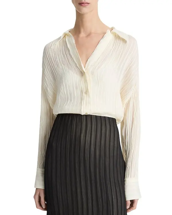 Vince Textured Stripe Top - Off White
