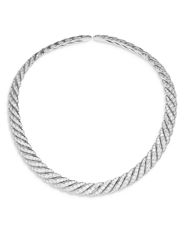 David Yurman Sculpted Cable Flex Necklace With Diamonds - White