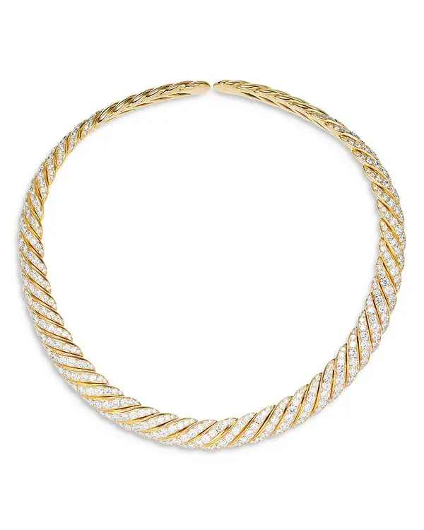 David Yurman Sculpted Cable Flex Necklace With Diamonds - Gold