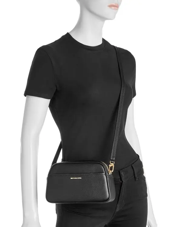 Michael Kors Jet Set Camera Leather Crossbody Bag - Black