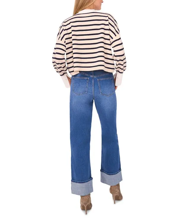 1.State Striped Button-front Sweater