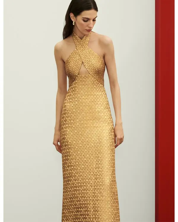 johanna ortiz gold dress Anderson Maxi Dress ~ Champagne Shimmery Sequins – Show Me Your Mumu main image 0