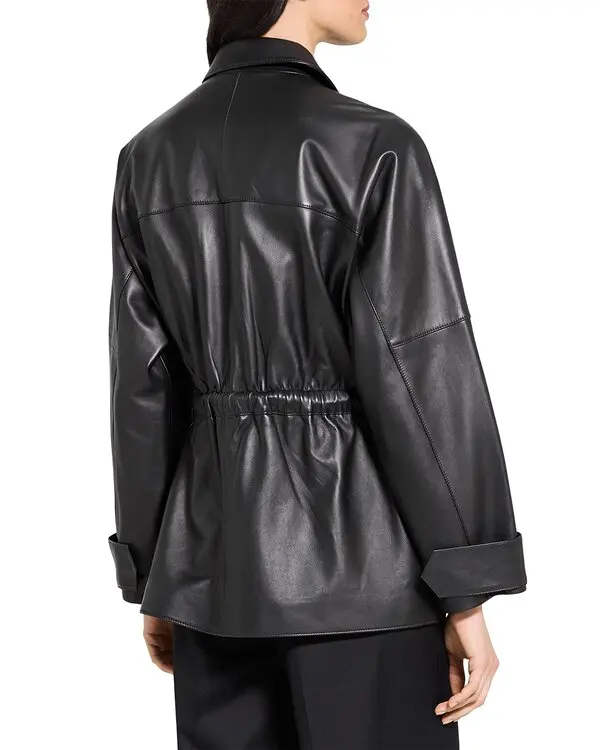 Theory Leather Zip-Up Jacket In Black - 70% Off | Editorialist