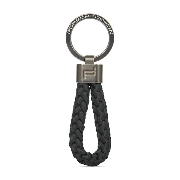 Porsche Design Braided Leather Rope Key Ring - Black