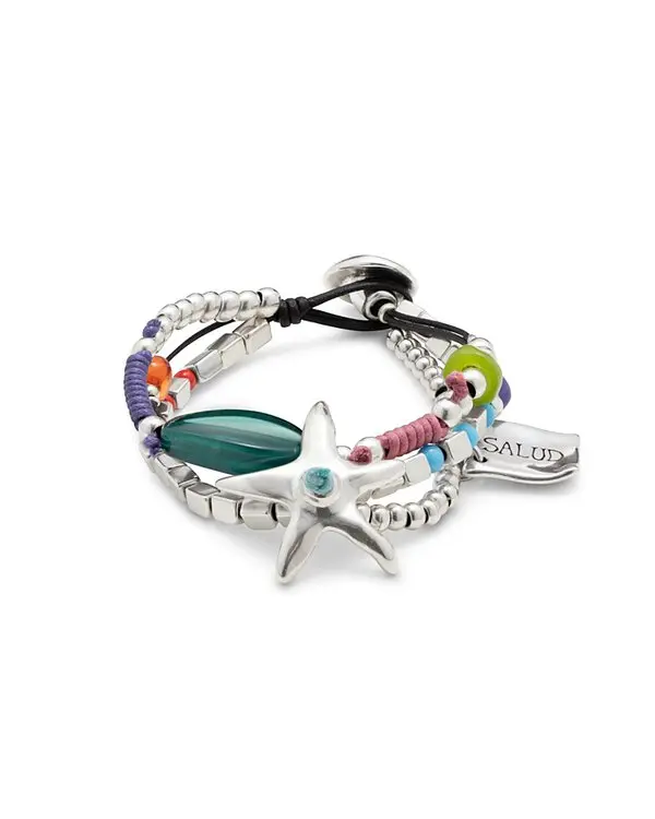 UNODE50 Plated Beaded Bracelet With Star Charm - Silver
