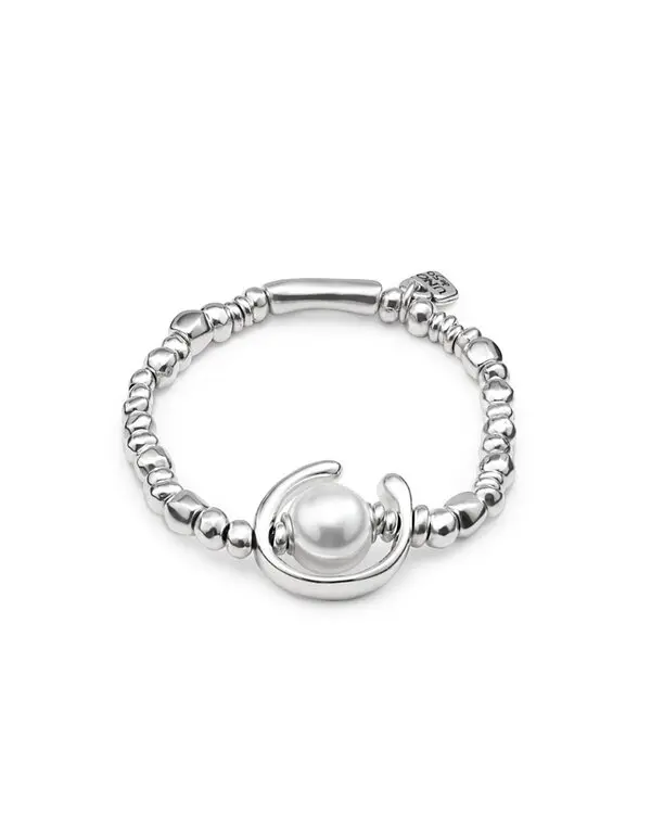 UNODE50 Sterling Plated Beaded Bracelet With Pearl Accent - Silver