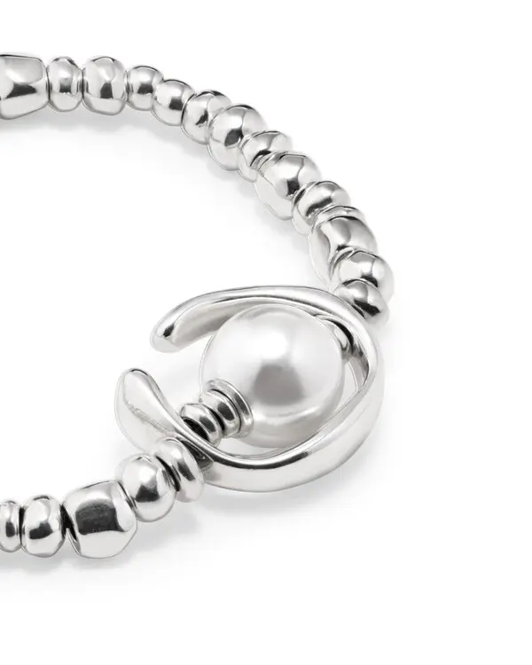 UNODE50 Sterling Plated Beaded Bracelet With Pearl Accent