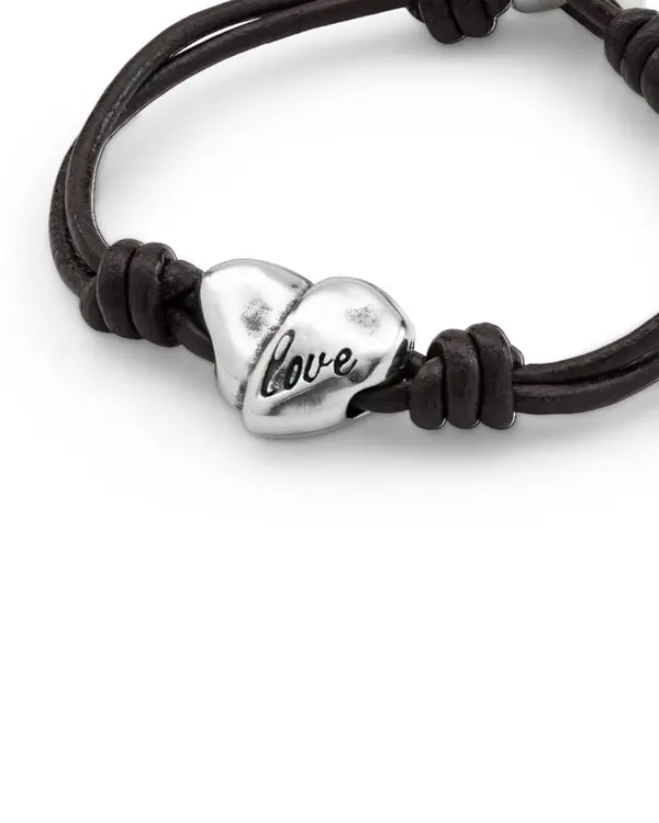 UNODE50 Adjustable Leather Heart Bracelet