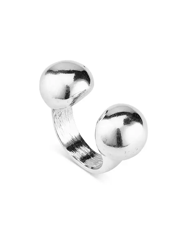 UNODE50 Open Ring With Two Beads - Silver
