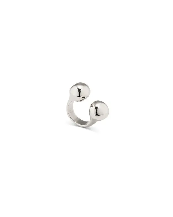 UNODE50 18k -plated Open Ring With Two Beads - Silver