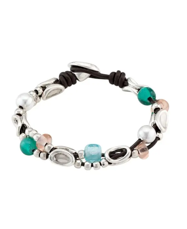 UNODE50 Multicolor Beaded Bracelet With Handmade Crystals - Silver