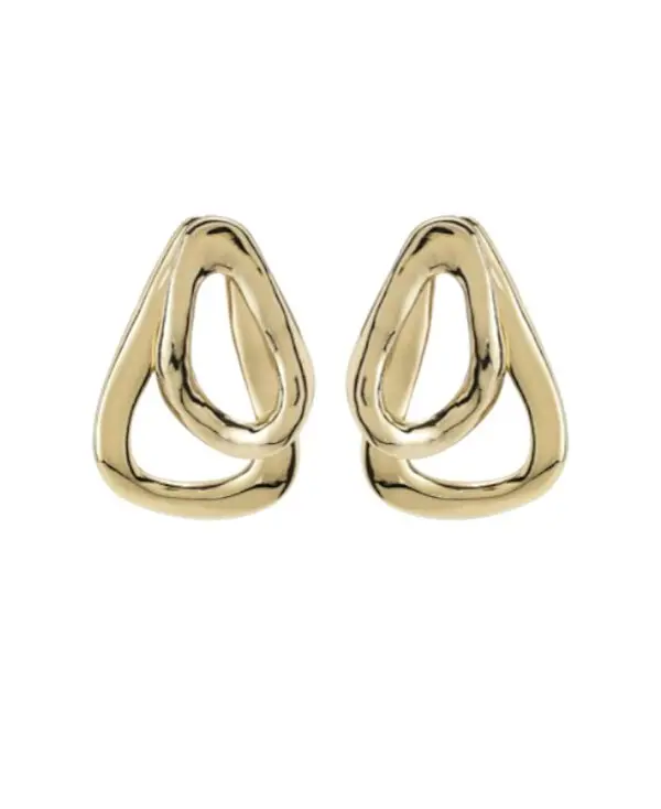 UNODE50 Interlocked Link Drop Earrings - Gold