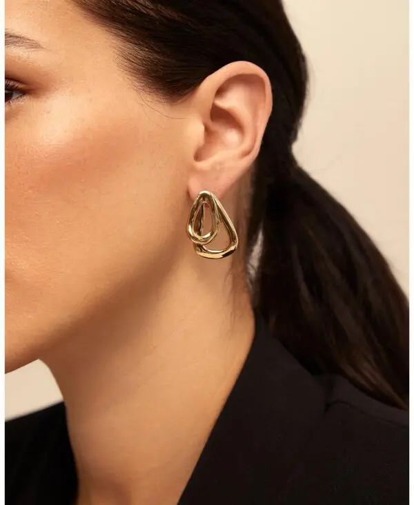 UNODE50 Interlocked Link Drop Earrings - Gold