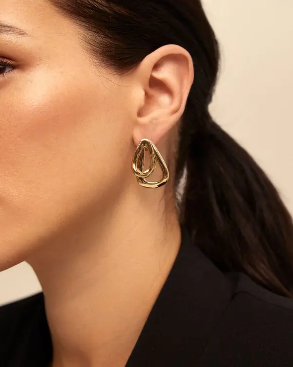 UNODE50 Interlocked Link Drop Earrings - Gold