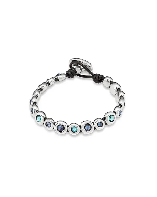UNODE50 Leather And Sterling -plated Beaded Bracelet - Silver