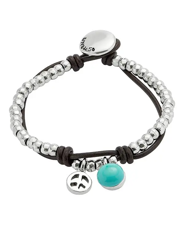 UNODE50 Turquoise Murano Bead Bracelet - Silver