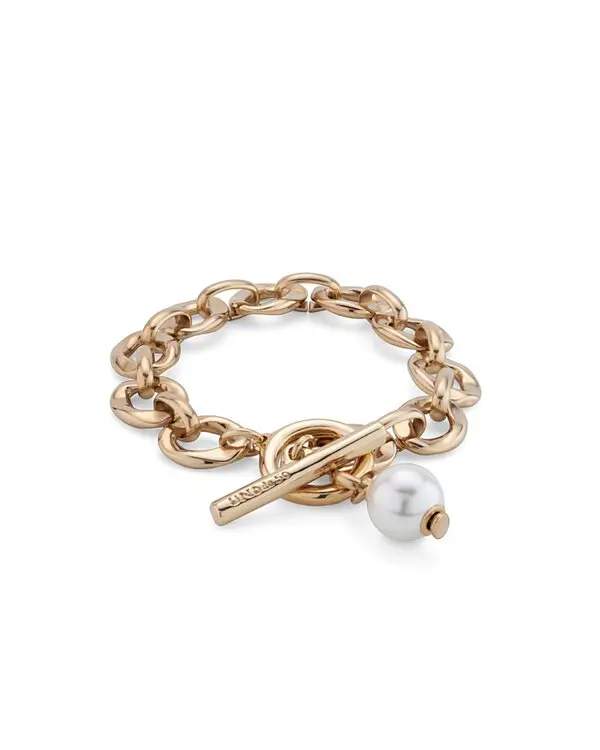 UNODE50 18k Plated Link Bracelet With Pearl - Gold