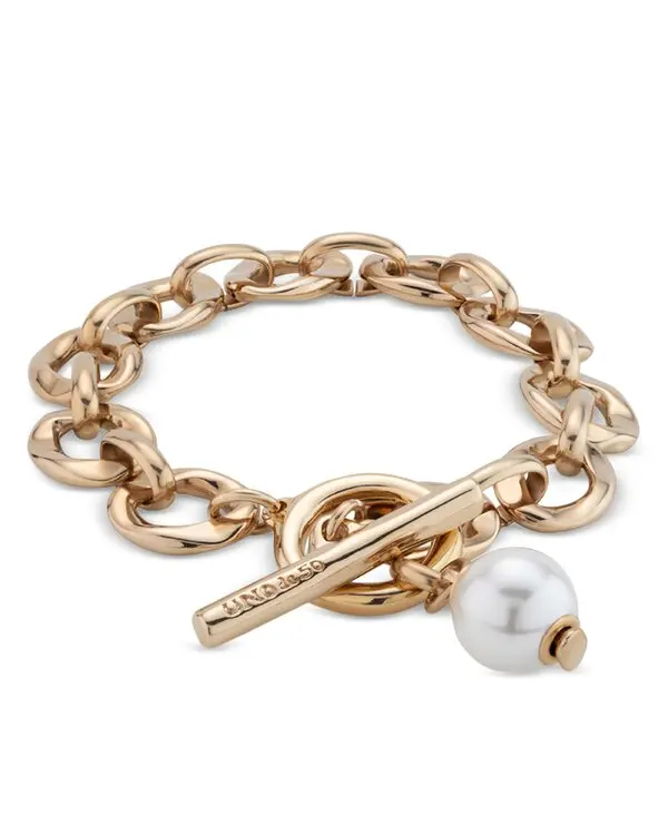 UNODE50 18k Plated Link Bracelet With Pearl