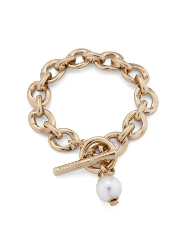 UNODE50 18k Plated Link Bracelet With Pearl