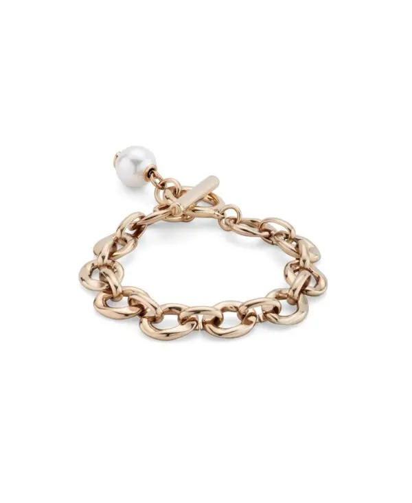 UNODE50 18k Plated Link Bracelet With Pearl
