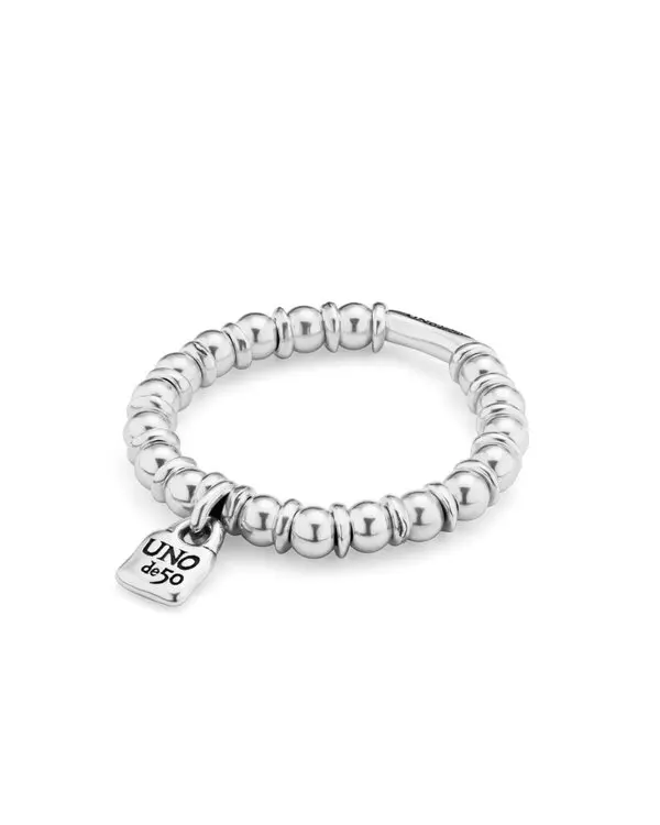 UNODE50 Sterling Plated Elastic Beaded Bracelet With Charm