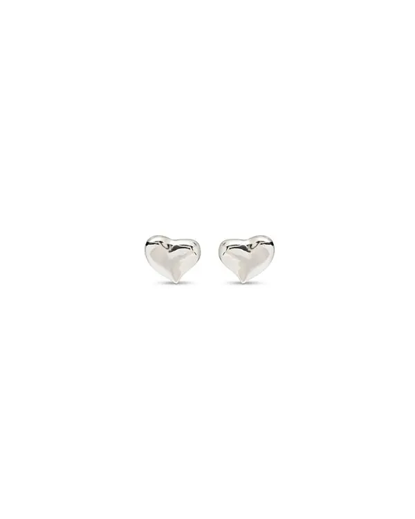 UNODE50 Sterling-plated Heart Shaped Stud Earrings - Silver