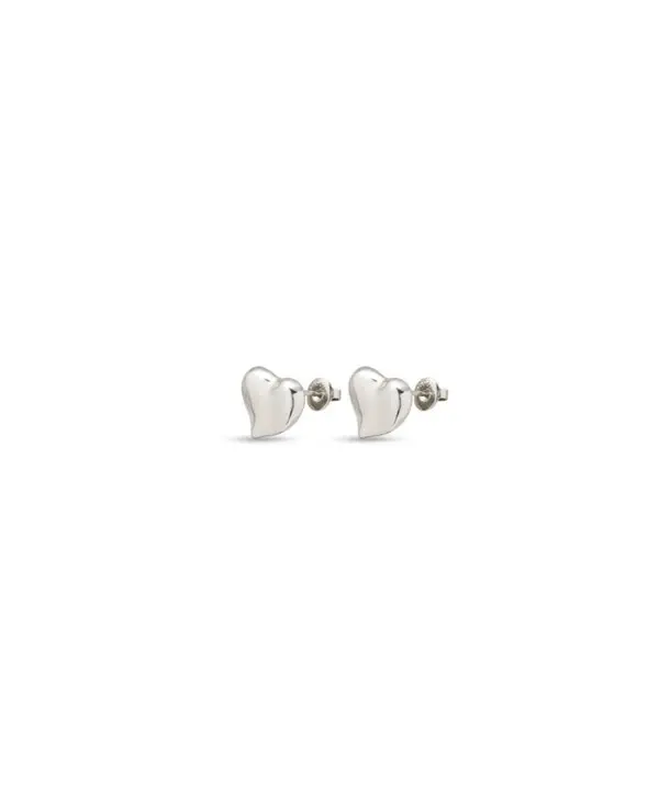 UNODE50 Sterling-plated Heart Shaped Stud Earrings - Silver