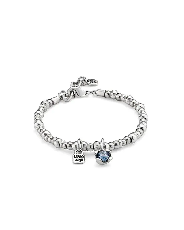 UNODE50 Sterling Plated Bracelet With Pearl And Blue Crystal - Silver