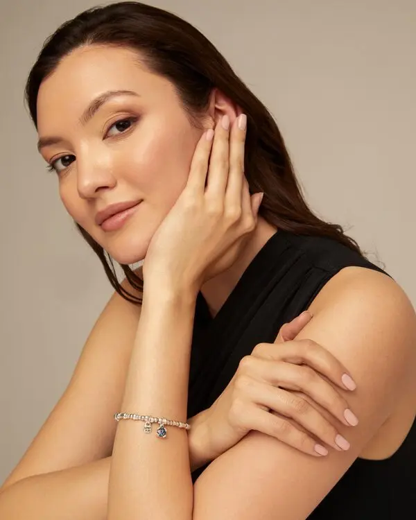 UNODE50 Sterling Plated Bracelet With Pearl And Blue Crystal
