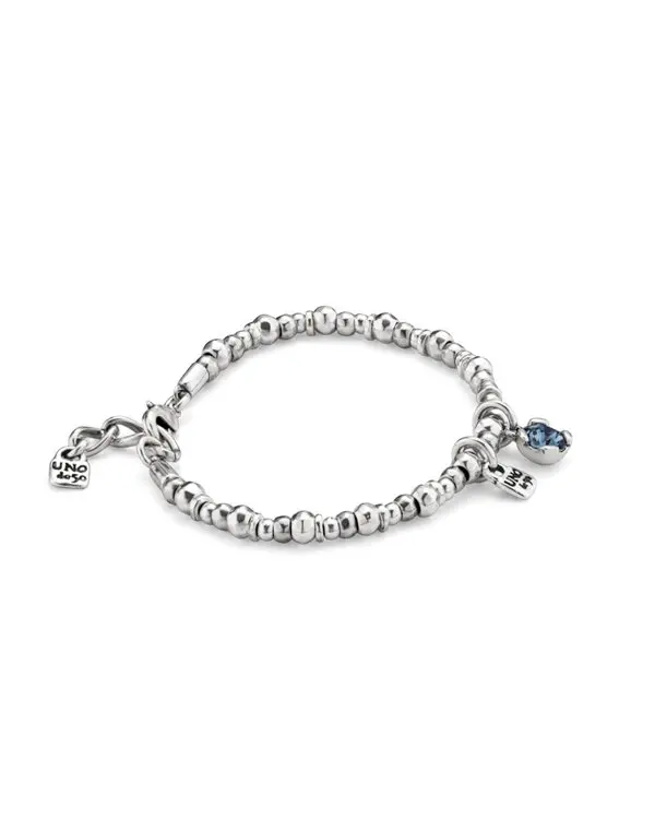 UNODE50 Sterling Plated Bracelet With Pearl And Blue Crystal