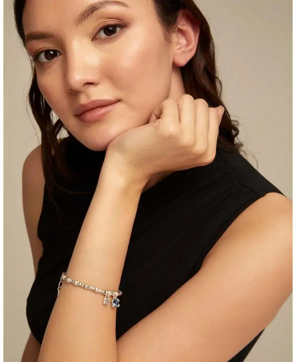 UNODE50 Sterling Plated Bracelet With Pearl And Blue Crystal