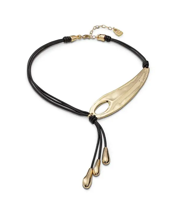 UNODE50 Fringed Leather Necklace - Gold