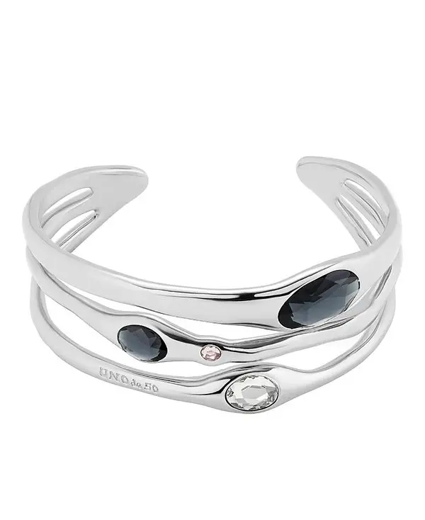 UNODE50 Rigid Bangle With Crystals - Silver