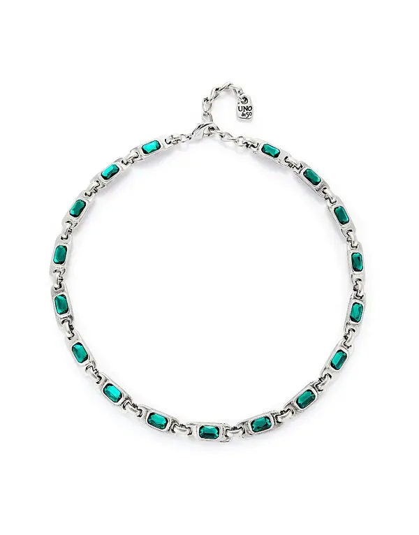 UNODE50 Sterling Silver-plated Necklace With Green Crystals - Silver/green