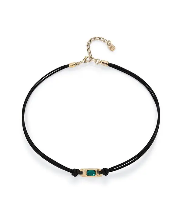 UNODE50 Crystal Leather Necklace - Gold