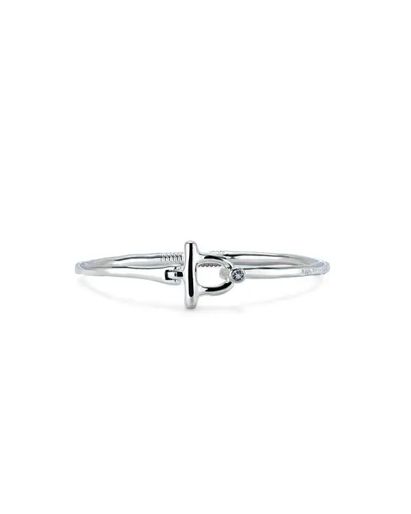UNODE50 Sterling-plated Bangle Bracelet With White Topaz - Silver