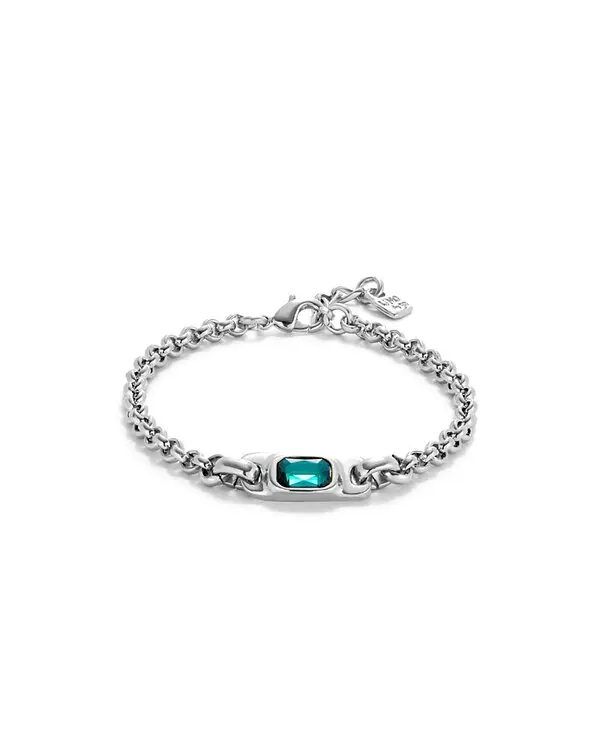 UNODE50 Sterling Plated Crystal Link Bracelet - Silver
