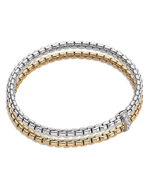 FOPE 18k Gold Diamond Eka Flex'it Bracelet - Gold/white