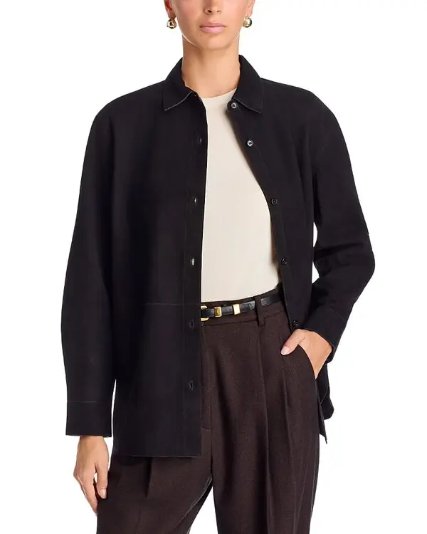 Theory Suede Shirt Jacket - Black