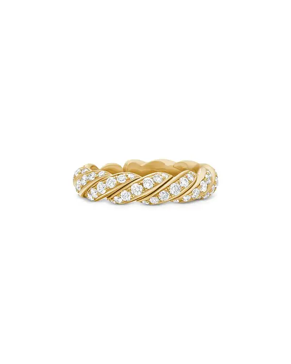 David Yurman 18k Yellow And Diamond Sculpted Cable Ring - Gold