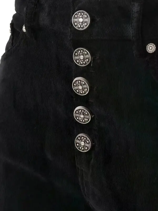 DONDUP Corduroy Trousers With Embellished Buttons - Black
