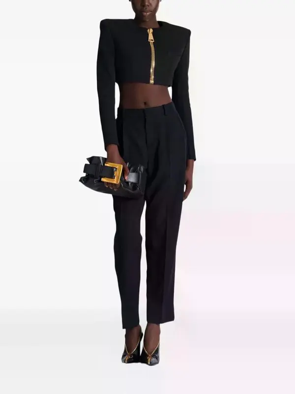Balmain Padded-shoulder Zip-front Cropped Jacket