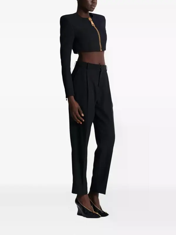 Balmain Padded-shoulder Zip-front Cropped Jacket