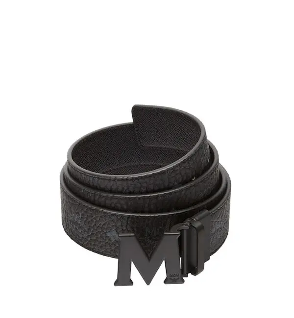Mcm Claus M Reversible Belt Visetos Matte Tone 1.75w 51in/130cm - Black