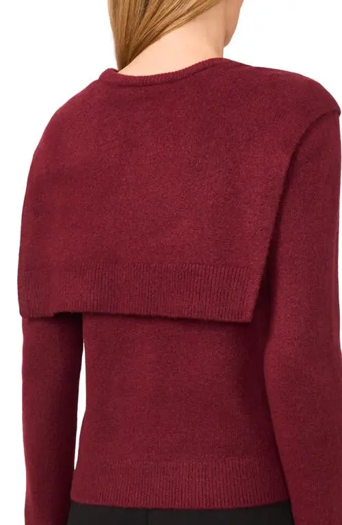 Halogen Sweater With Shoulder Wrap Detail - Burgundy