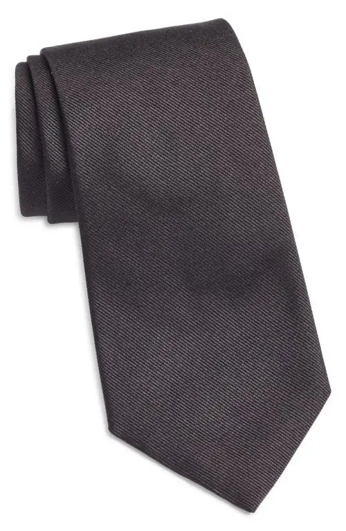 JACK VICTOR Solid Silk Neck Tie - Black