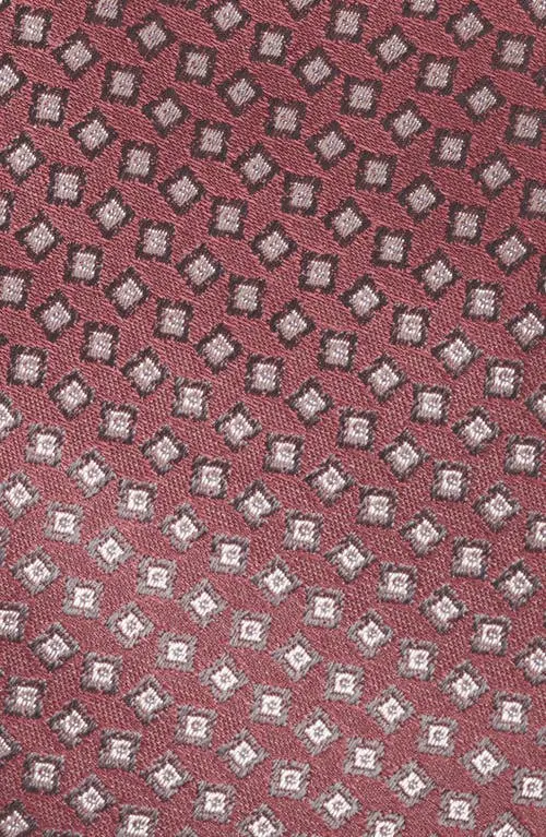 JACK VICTOR Geometric Italian Silk Tie - Wine